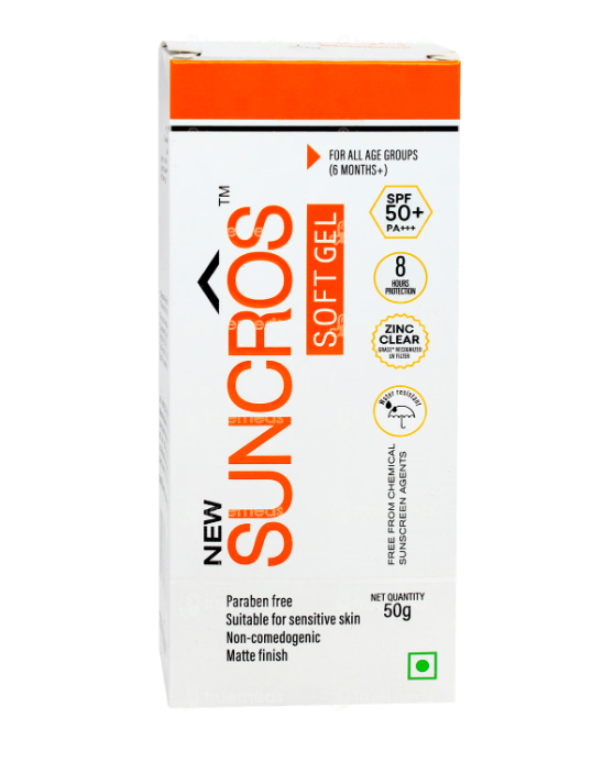 Suncros Matte Finish Soft Gel (SPF-50+) (PA+++) (50 gm) – Dermakart